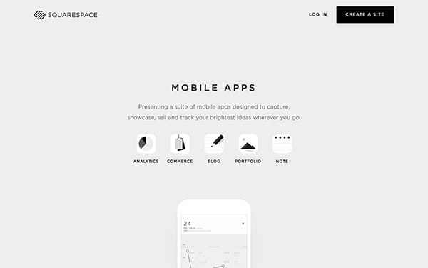 Squarespace — Mobile Apps | Fabulousite - Webデザインギャラリー