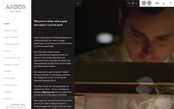 Arbor Restaurant | Fabulousite - Webデザインギャラリー